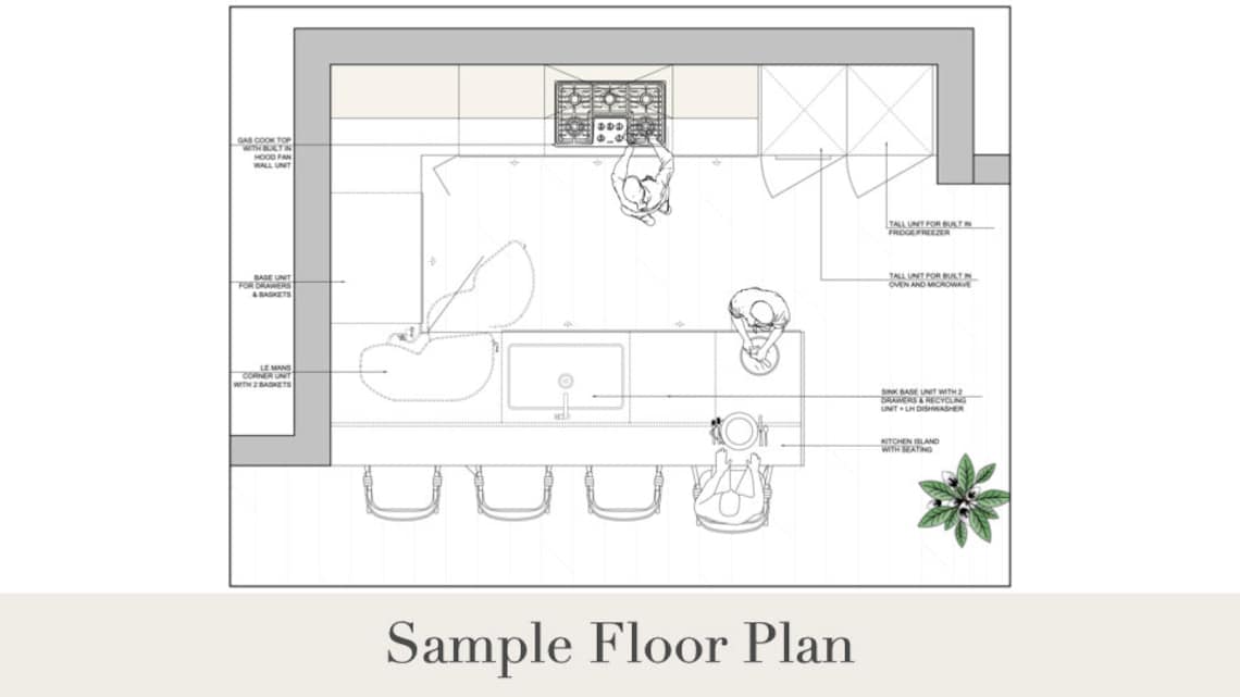 Custom 2D Kitchen Floor Plan Design | Space Saving Layout Service - Etsy