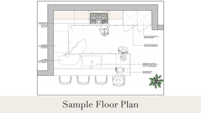 Custom 2D Kitchen Design: Floor Plan & Elevation - Etsy