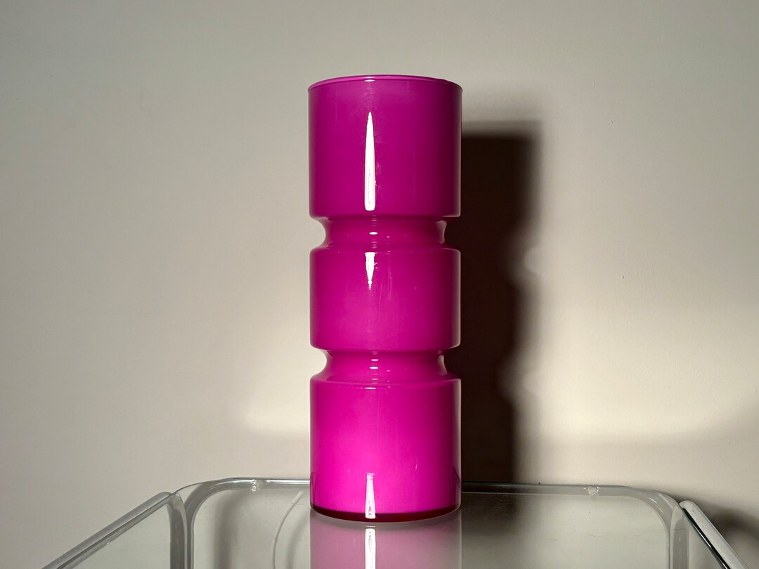 Vintage Habitat Fitz Glass Cylinder Retro Table Lamp in Fuschia Pink - Etsy