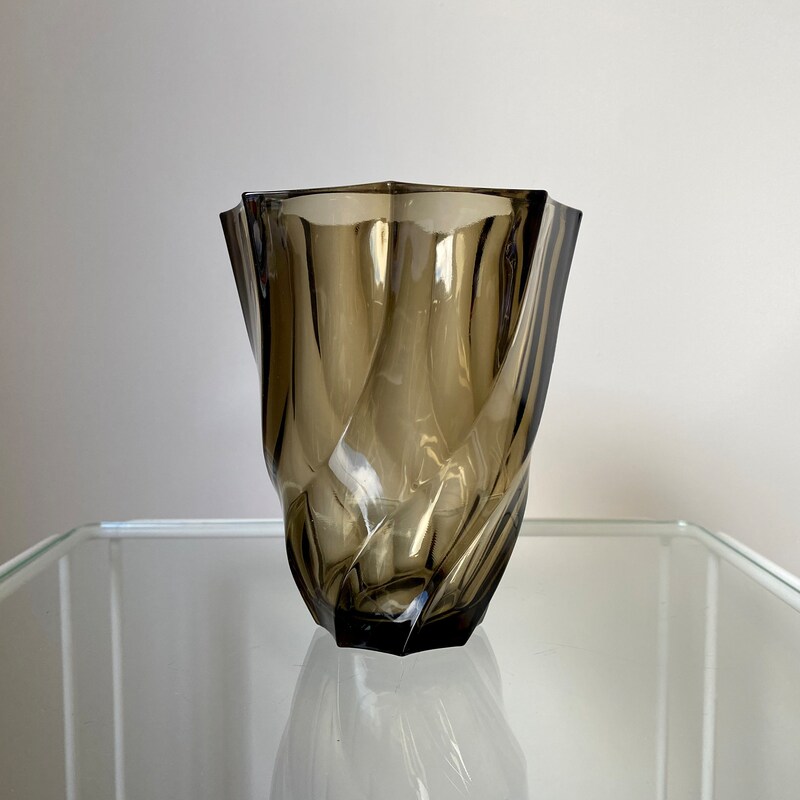 Smoked Glass Vase - Etsy UK