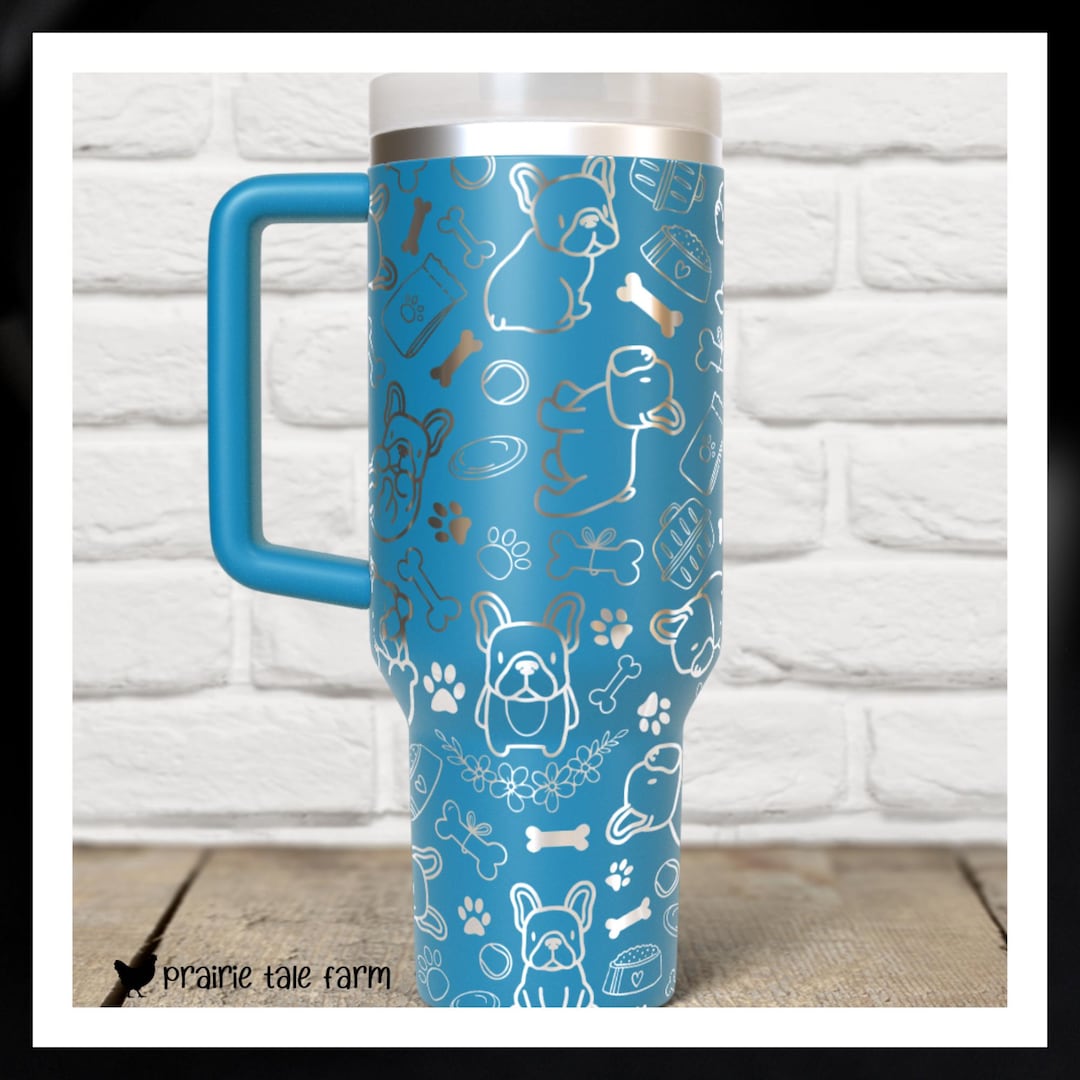 Frenchie, French Bulldog Doodles Laser Engraved 40 Oz Insulated Tumbler ...
