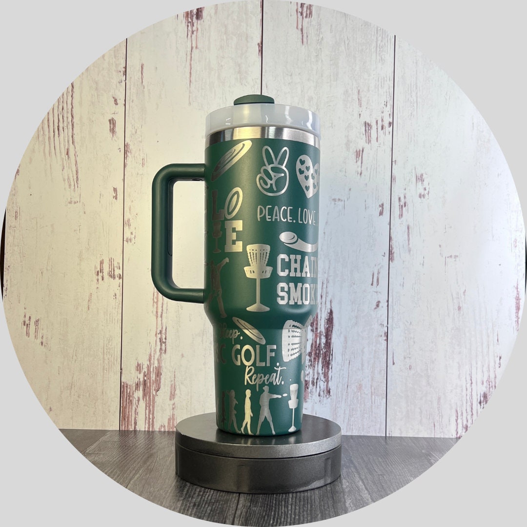 Disc Golf Laser Engraved 40oz Insulated Tumbler With Handle Lid and ...