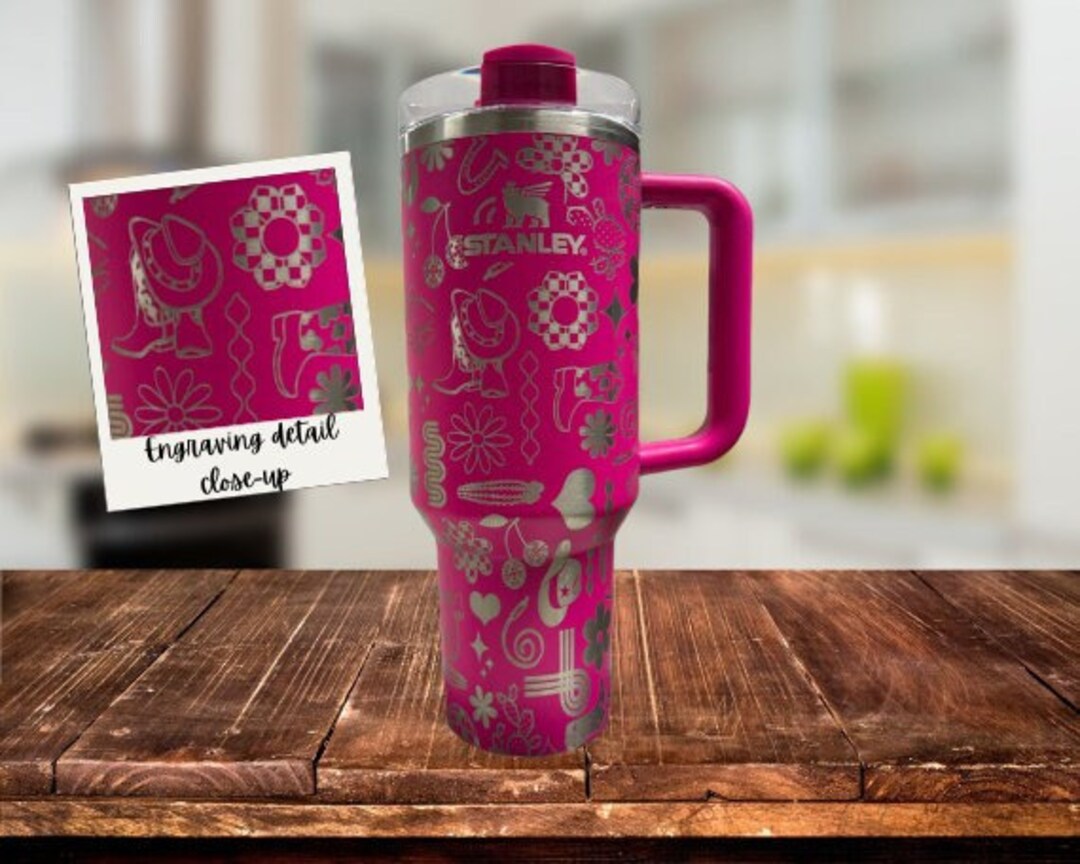 Disco Cowgirl Laser Engraved 40oz Insulated Tumbler With Handle Lid And