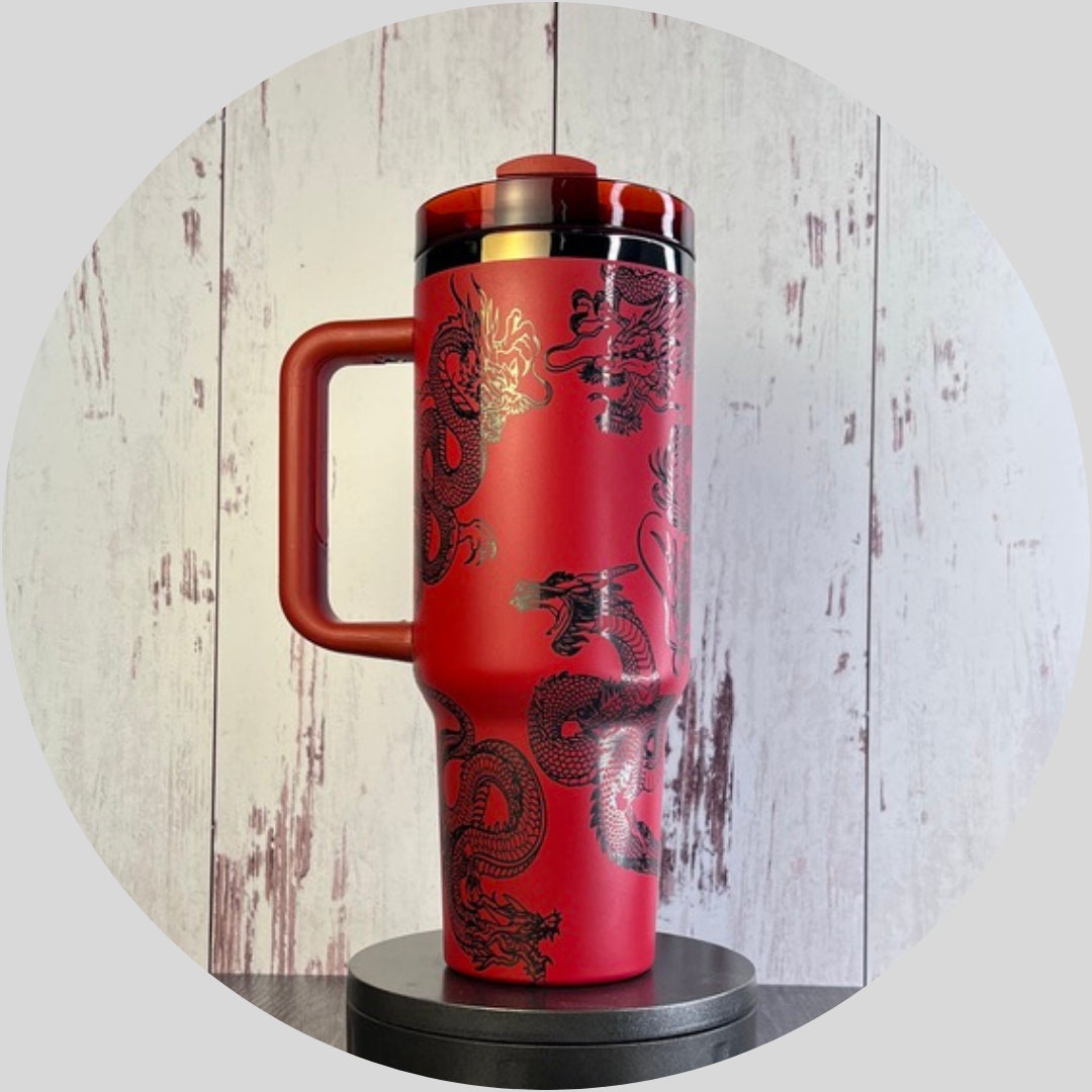 Chinese Dragons Laser Engraved 40 Oz Double Wall Insulated Tumbler With