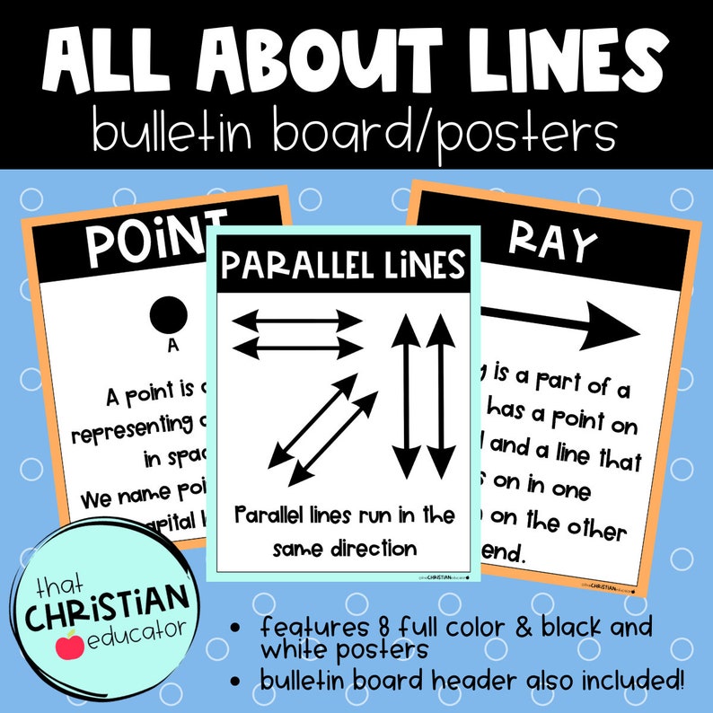 Geometry: Lines Poster Set | Bulletin Board | Math Anchor Charts - Etsy
