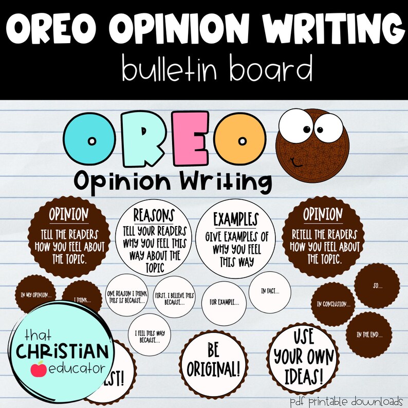 OREO Opinion Writing Bulletin Board | Writing | Back to School - Etsy