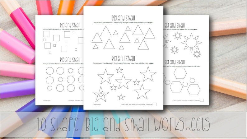 10 Shapes + Big and Small Concept Preschool Printables + Abc's + Shape ...