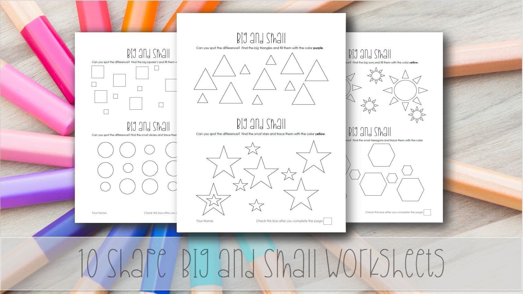 10 Shapes + Big and Small Concept Preschool Printables + Abc's + Shape ...