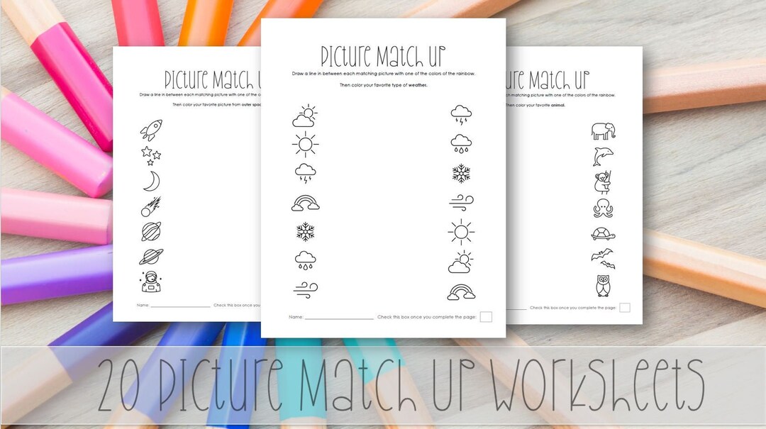 Picture Match-up Worksheets + Preschool Printables + Color Pages ...