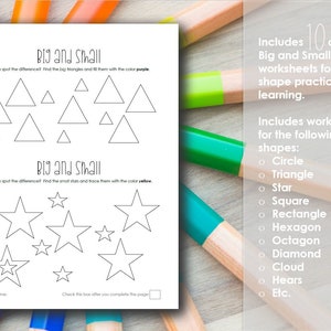 10 Shapes + Big and Small Concept Preschool Printables + Abc's + Shape ...