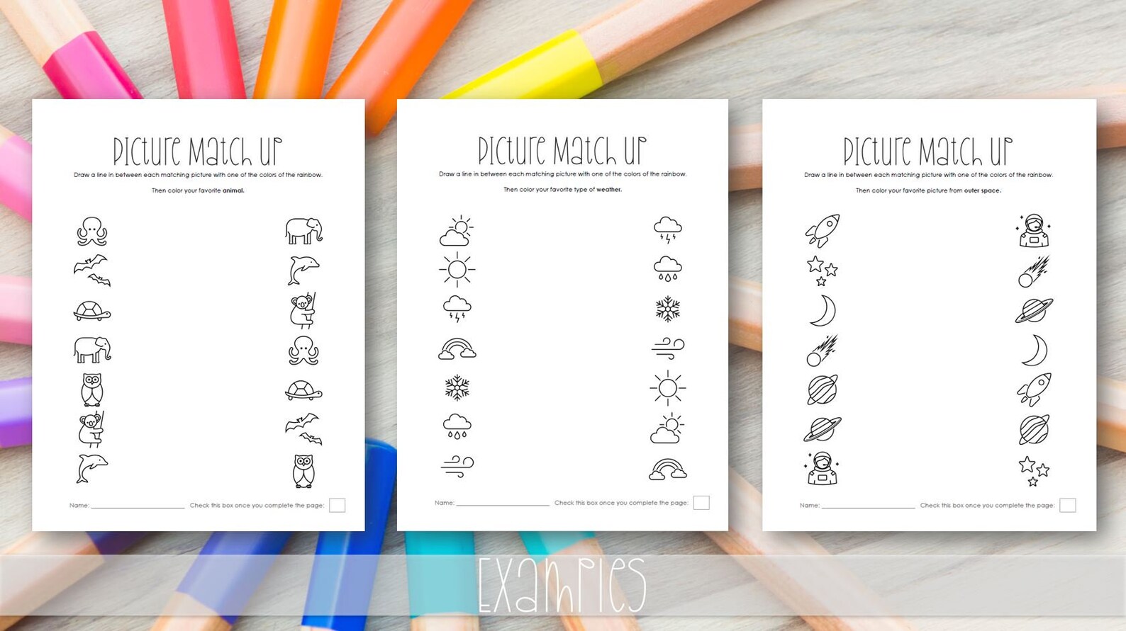 Picture Match-up Worksheets + Preschool Printables + Color Pages ...