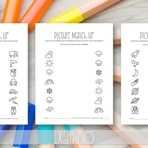 Picture Match-up Worksheets + Preschool Printables + Color Pages ...
