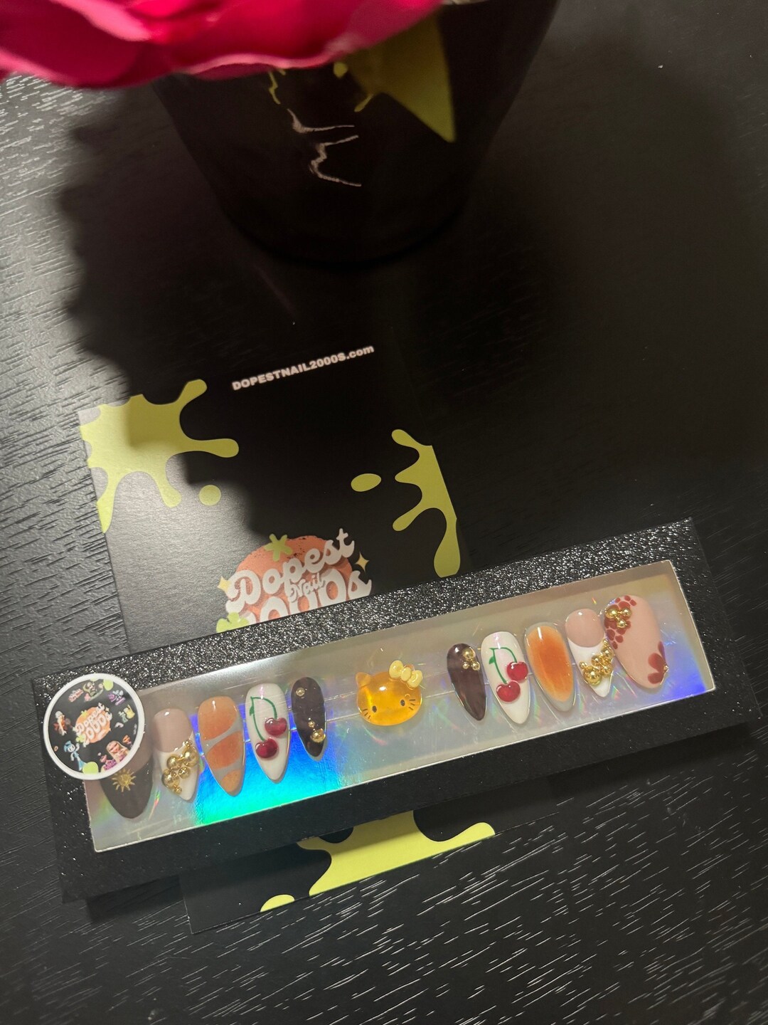 Cherry Colita 3D Cherry Tiger Print Aura Design Press Ons - Etsy