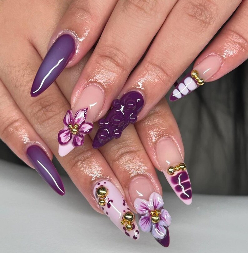 Customs Color 3D Flower Reptile Rhinestone Texture Fall Trip Party ...