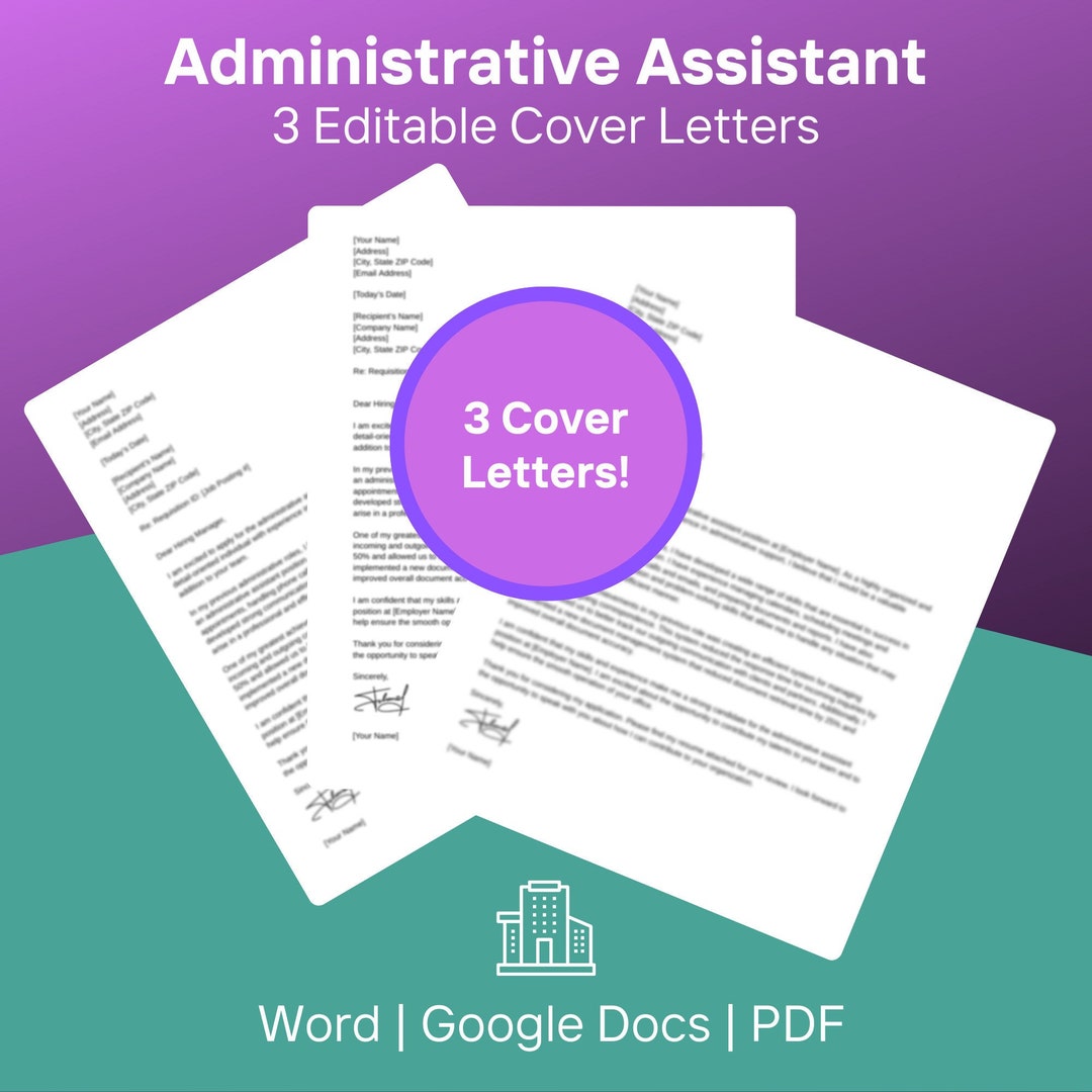 Administrative Assistant (entry Level) Cover Letter Pack - Includes 3 ...
