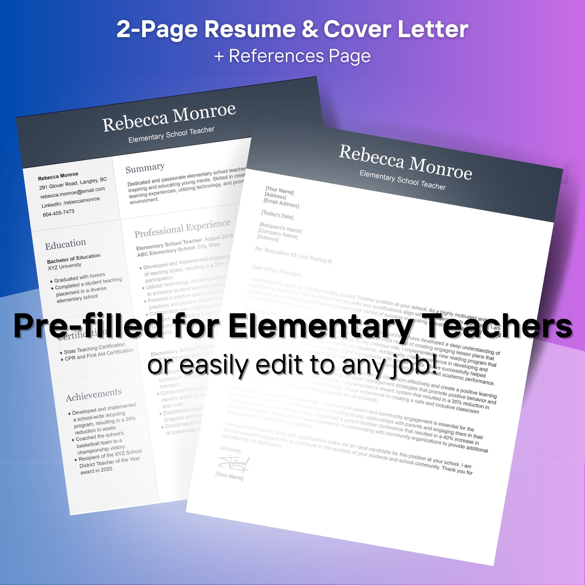 Resume for Teachers Pre-filled With Real Examples You Can Use, With 2 ...