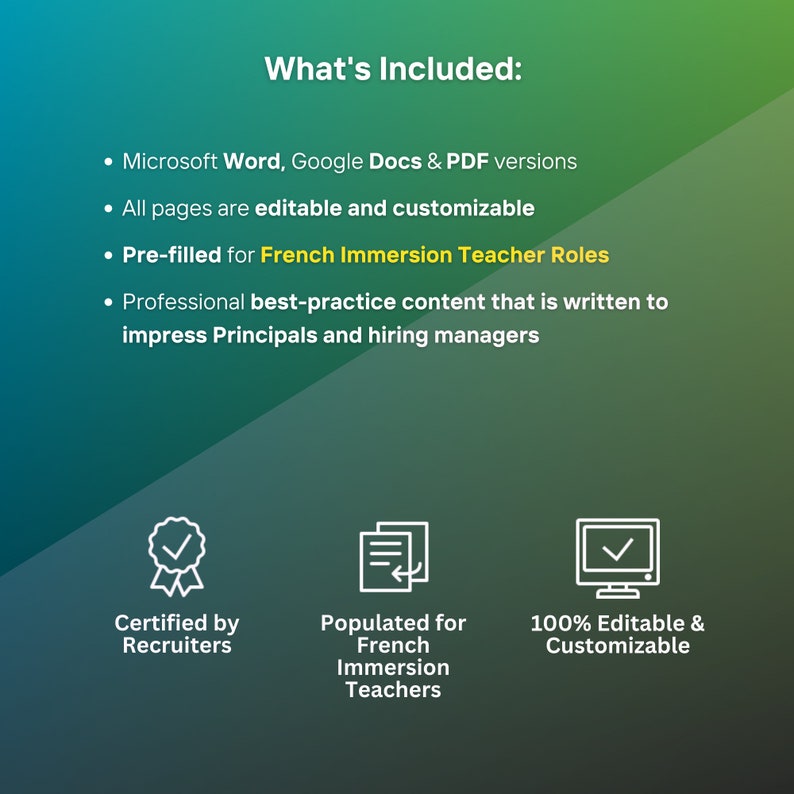 French Immersion Teacher Example Resume and Cover Letter Pack: Expertly ...
