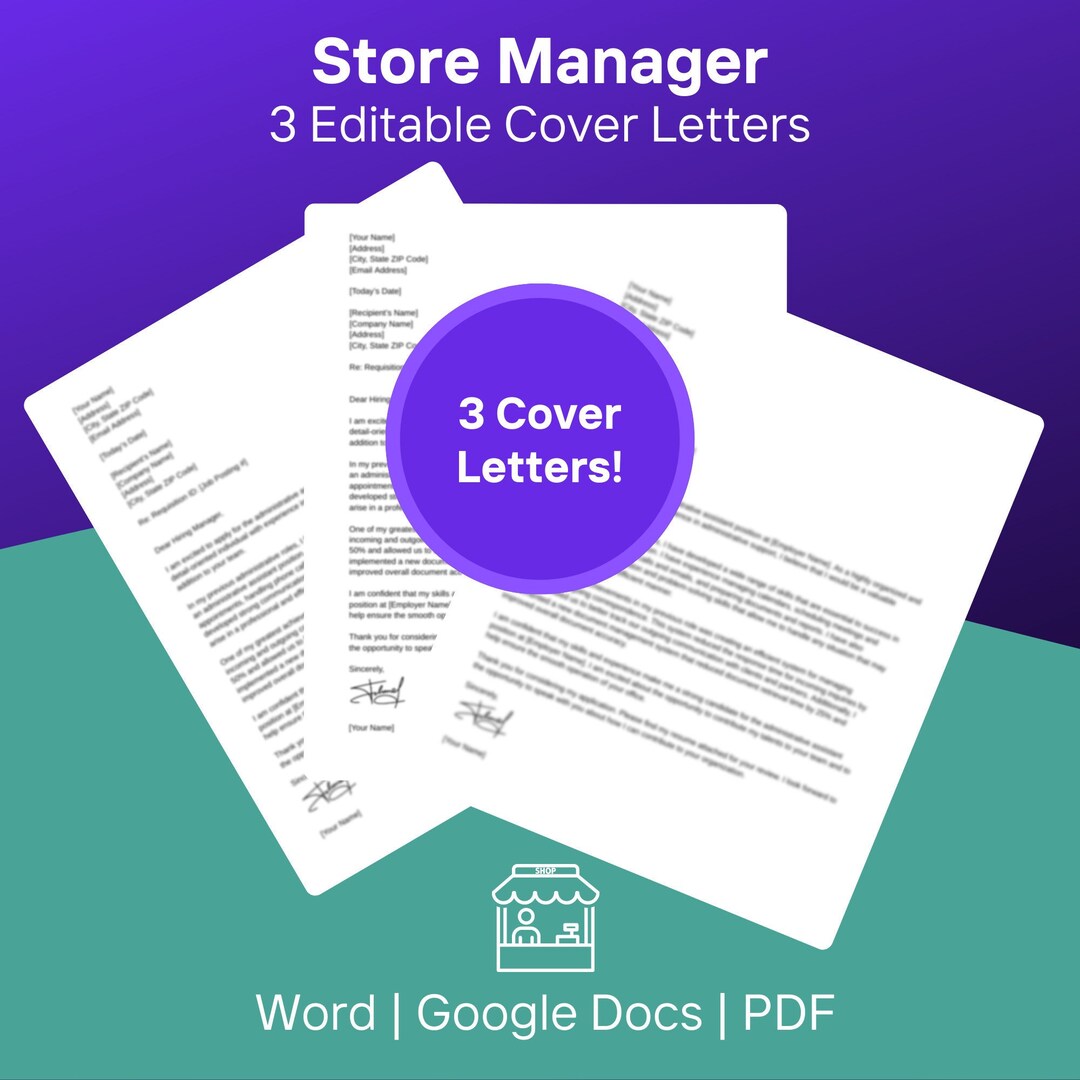 Retail Store Manager Cover Letter Pack: 3 Expertly Crafted Letters for ...