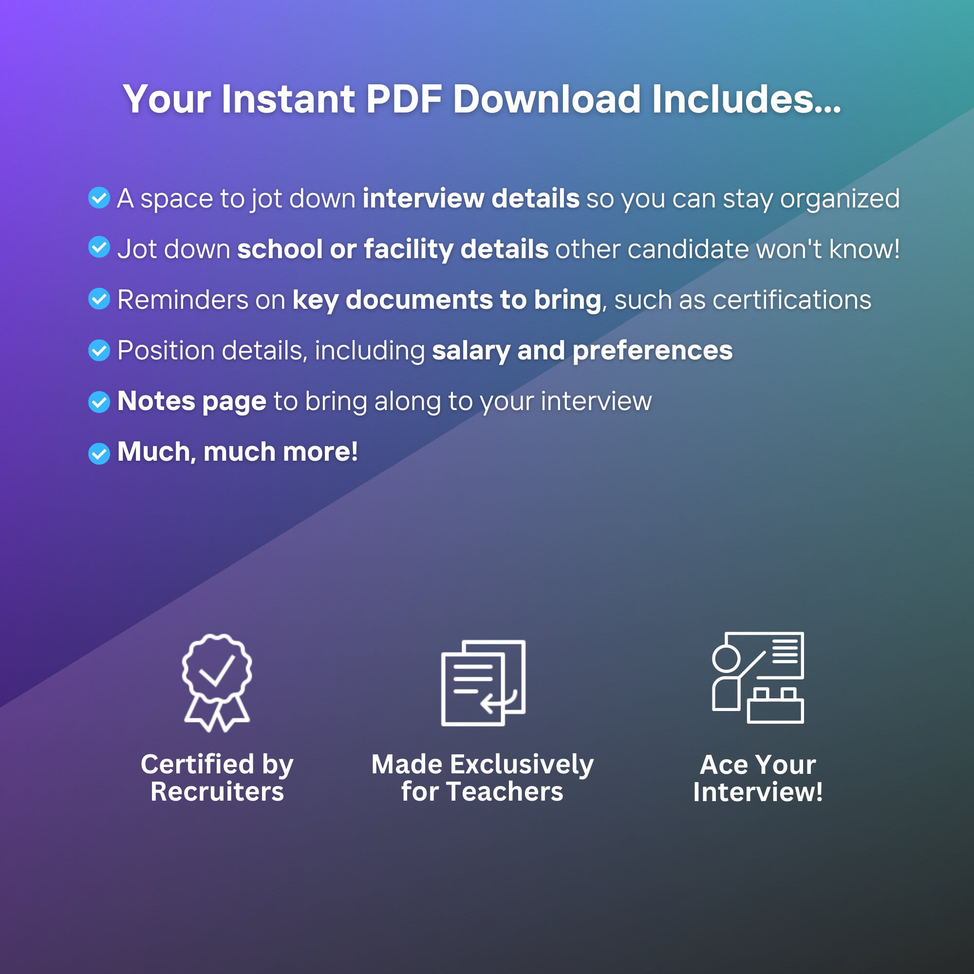 Teacher Interview Prep Worksheet, Including Interview Details, School ...