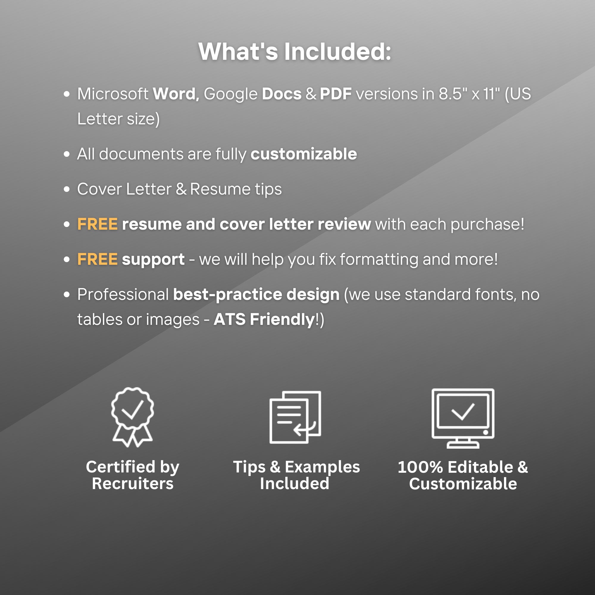 Resume Template for Any Professional, Including Cover Letter, Pre ...