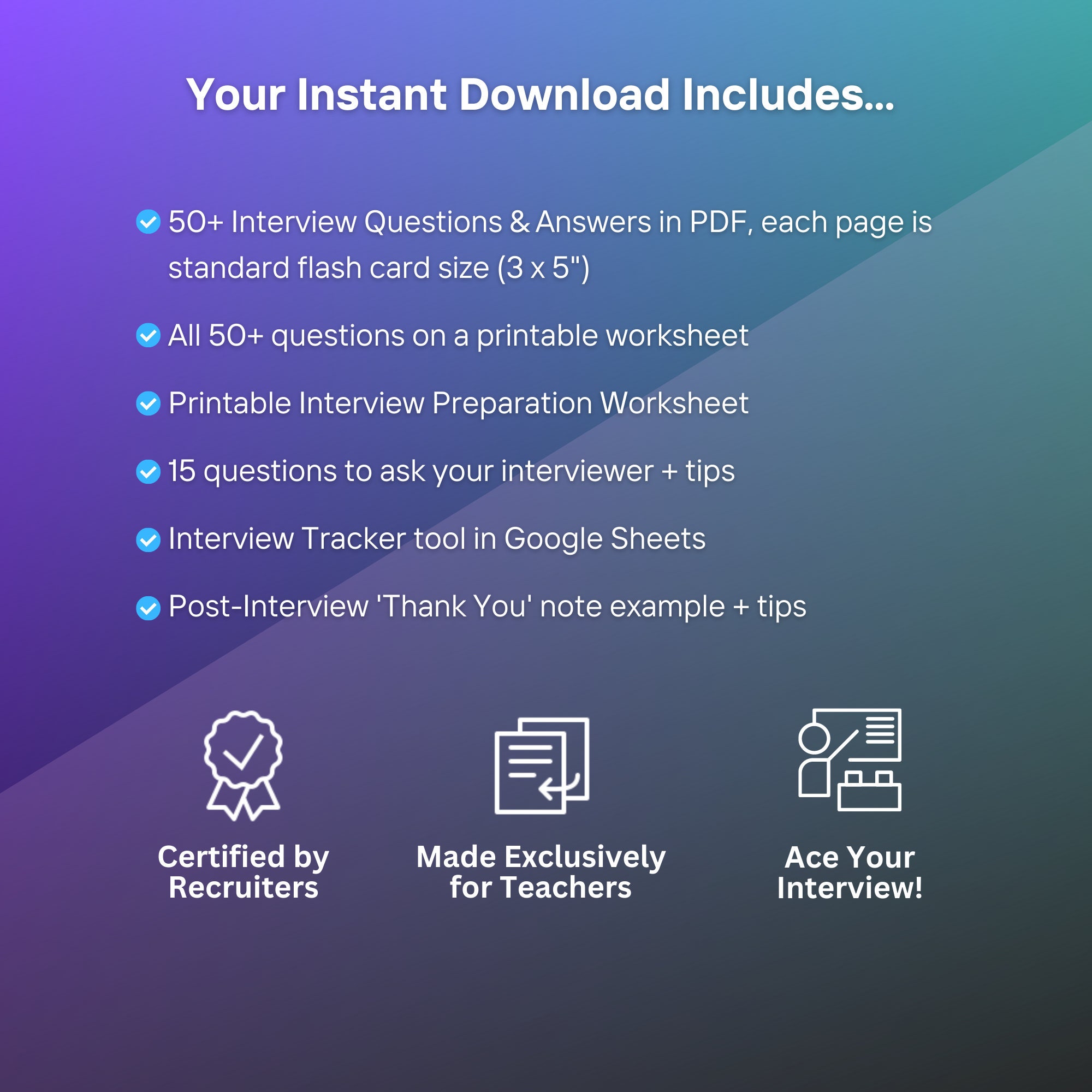 Elementary Teacher Interview Prep Kit: Q&A Flash Cards, Interview ...