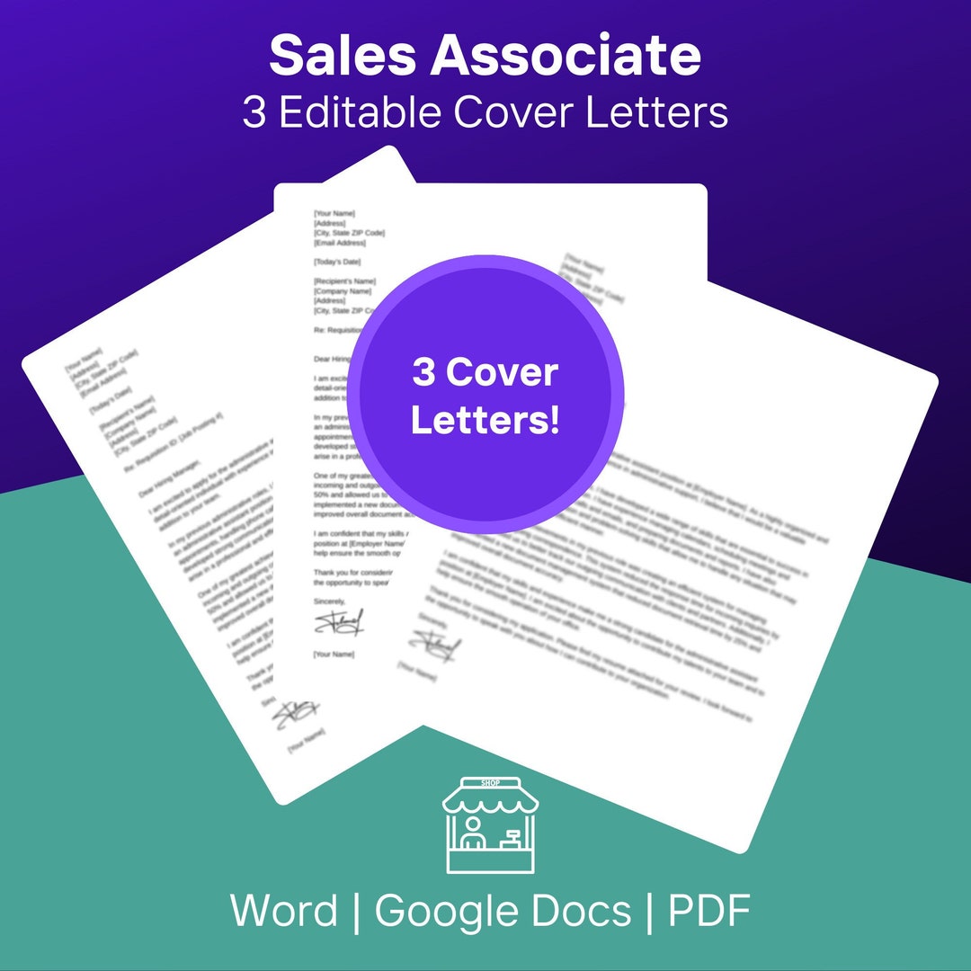 Retail Sales Associate Cover Letter Pack: 3 Expertly Crafted Letters ...