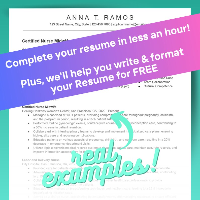 Certified Nurse Midwives Example Resume and Cover Letter Pack: Google ...
