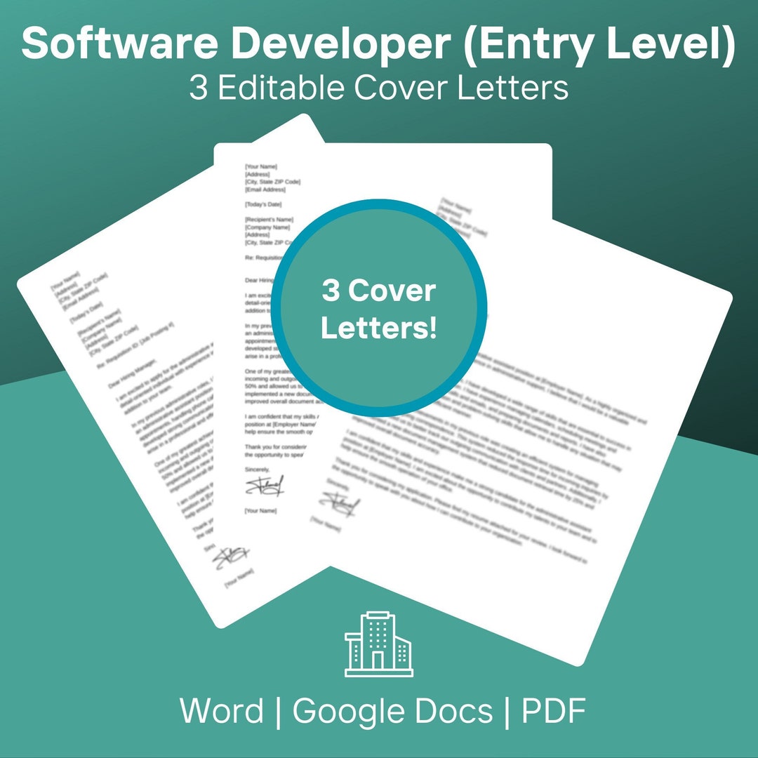 Software Developer (entry Level) Cover Letter Pack - Includes 3 ...