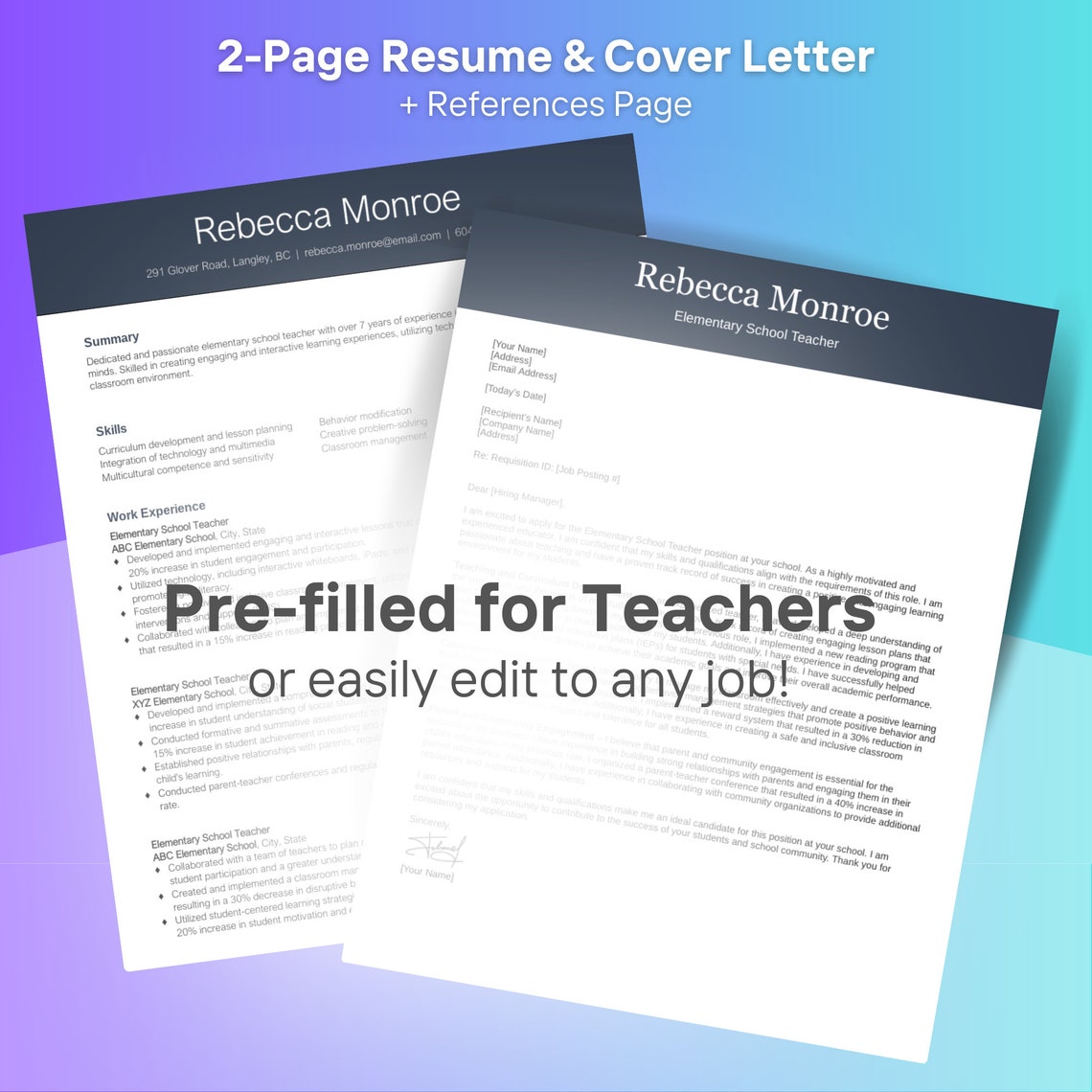 Resume for Teachers, Populated and Filled With Real High Quality ...