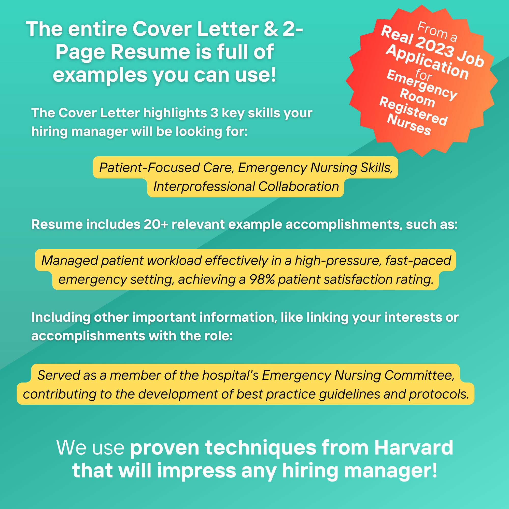 Emergency Room Registered Nurses Example Resume and Cover Letter Pack ...