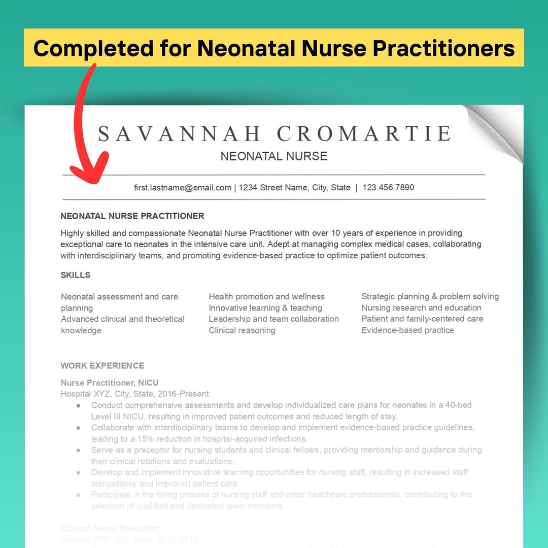 Neonatal Nurse Practitioners Example Resume and Cover Letter Pack ...