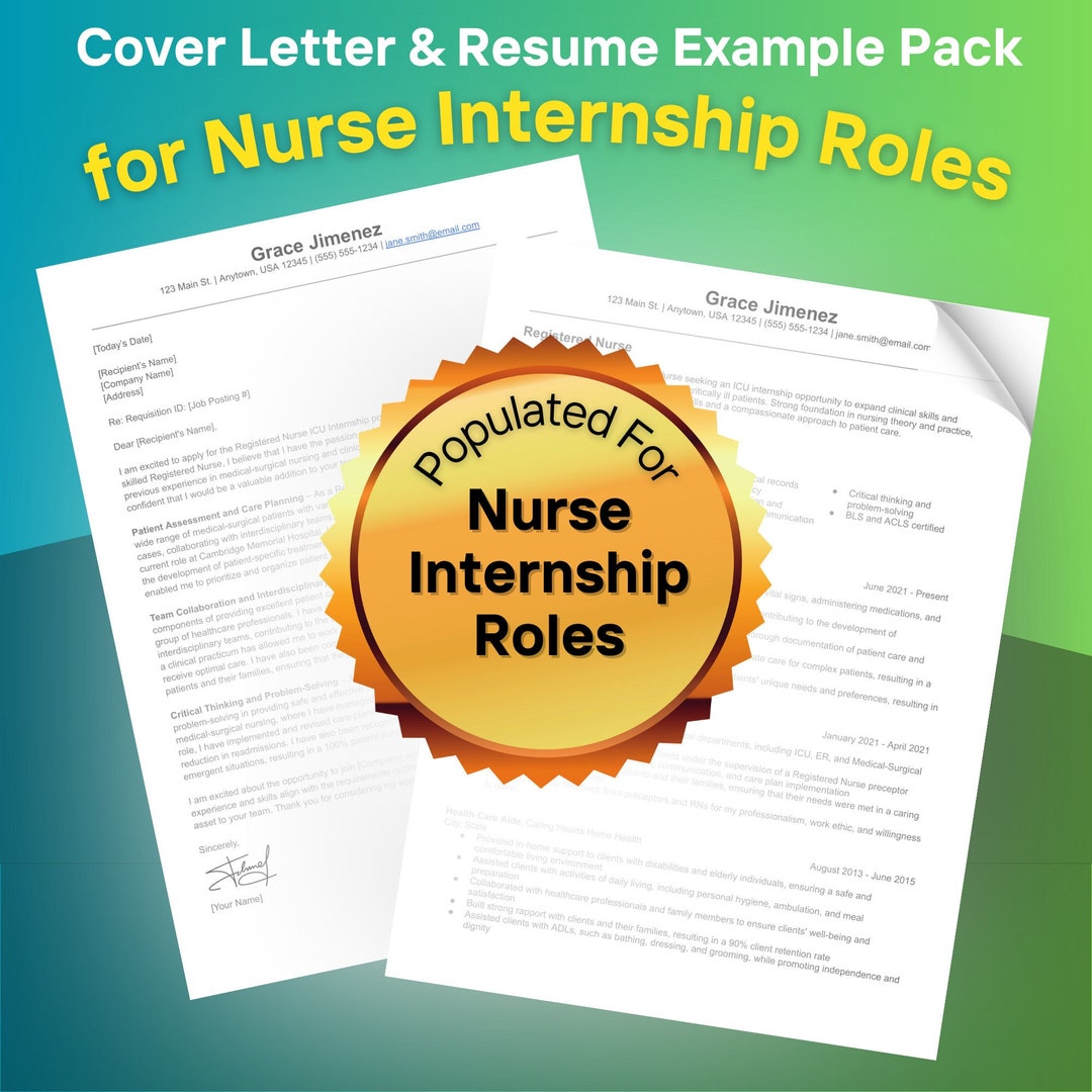 Nurse Internship Example Resume and Cover Letter Pack: Expertly Crafted ...