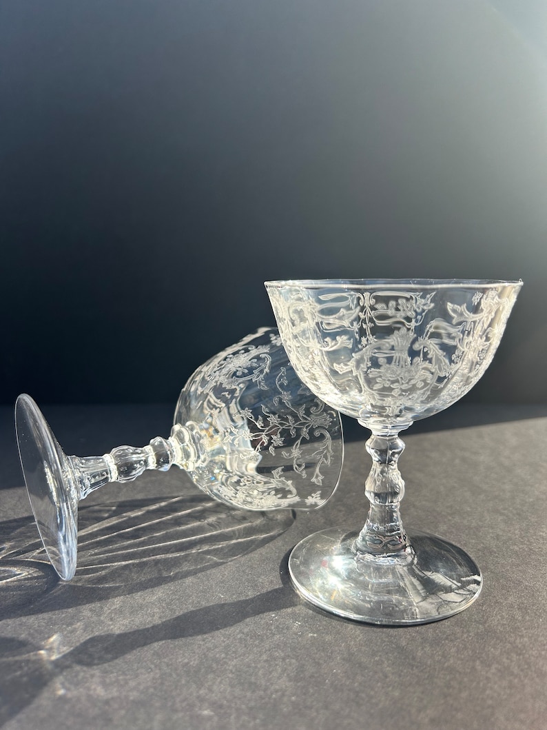 Fostoria Signed Etched Cocktail Glasses.. Set of 5 - Etsy