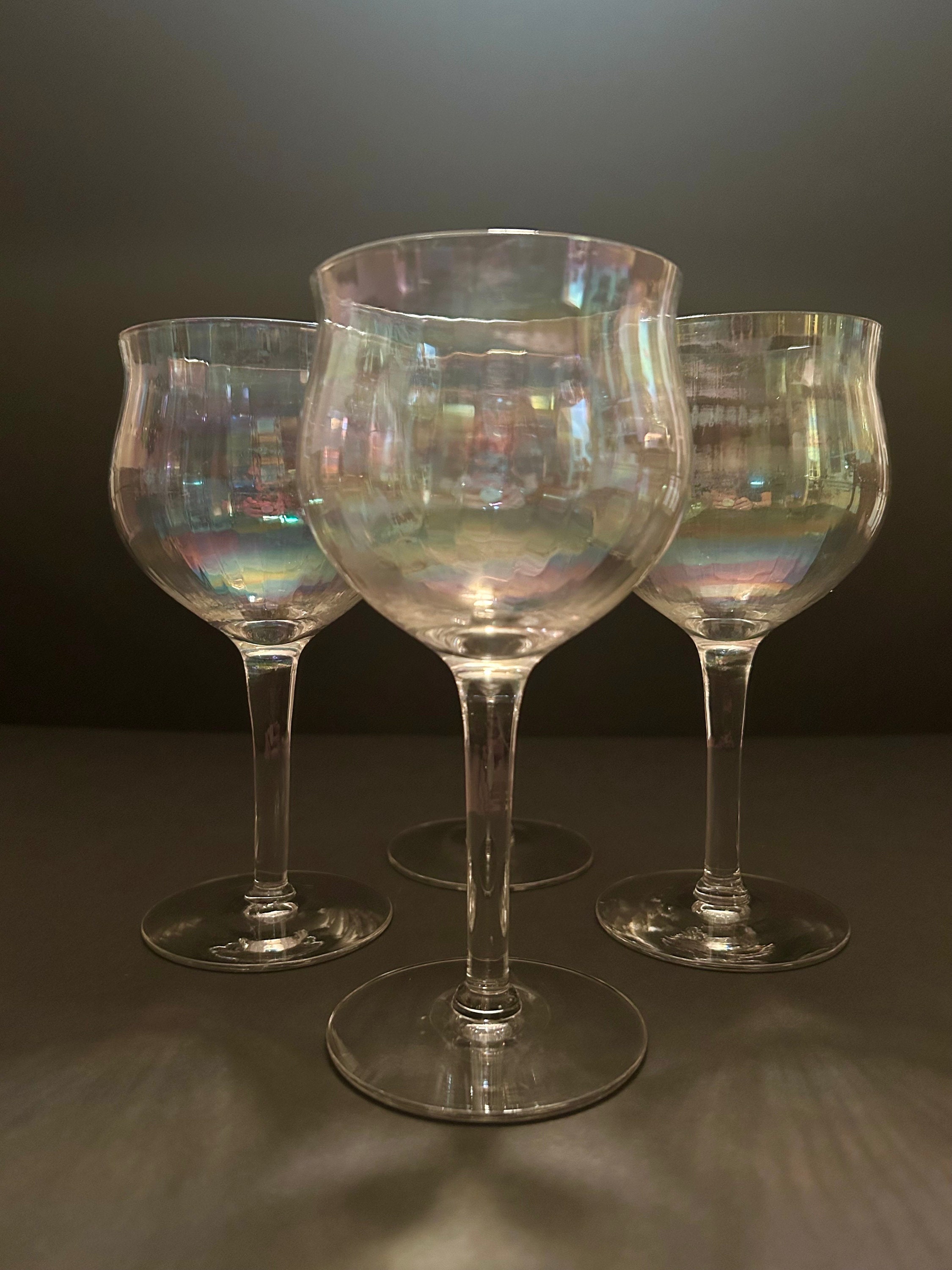 Iridescent Tulip Stem Cocktail Glasses Set of 4 - Etsy
