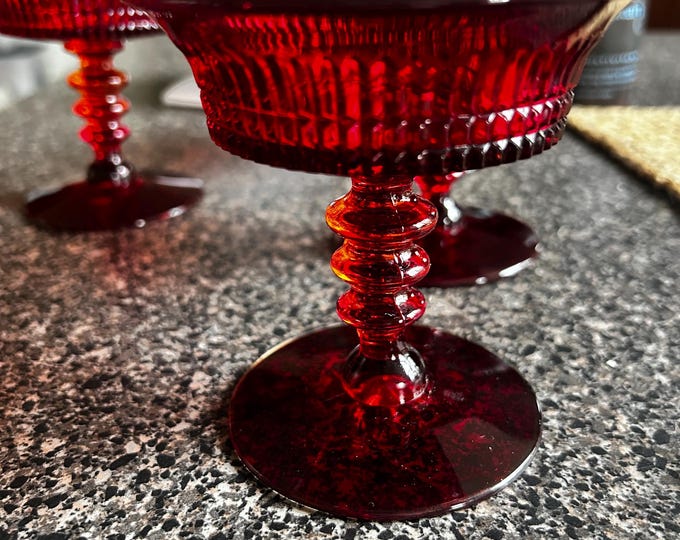 Fenton Ruby Red Ruffled Handpainted 3" Tall Art Glass Vase Signed L ...