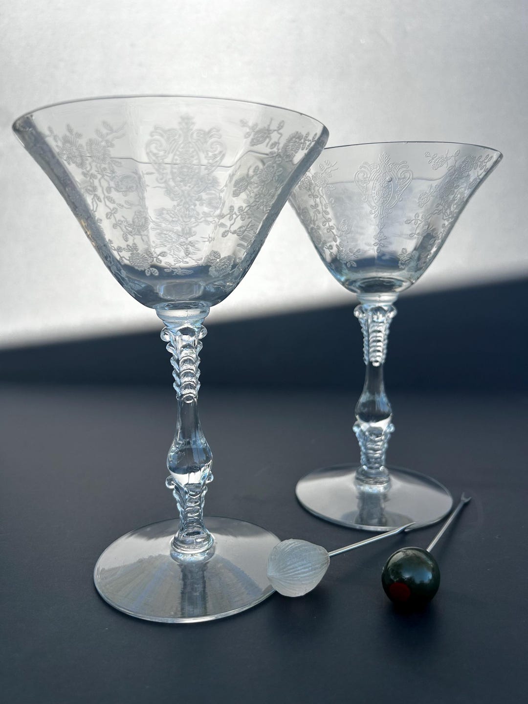 Cambridge Rose Point Cocktail Glasses.. Set of 2 - Etsy