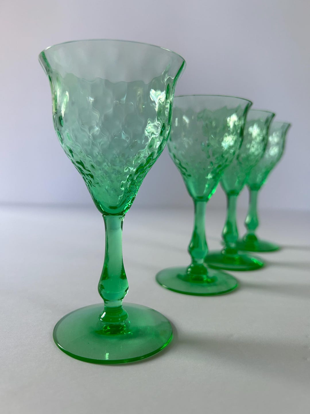Green Glass Cordials..[they Glow]. Set of 4 - Etsy