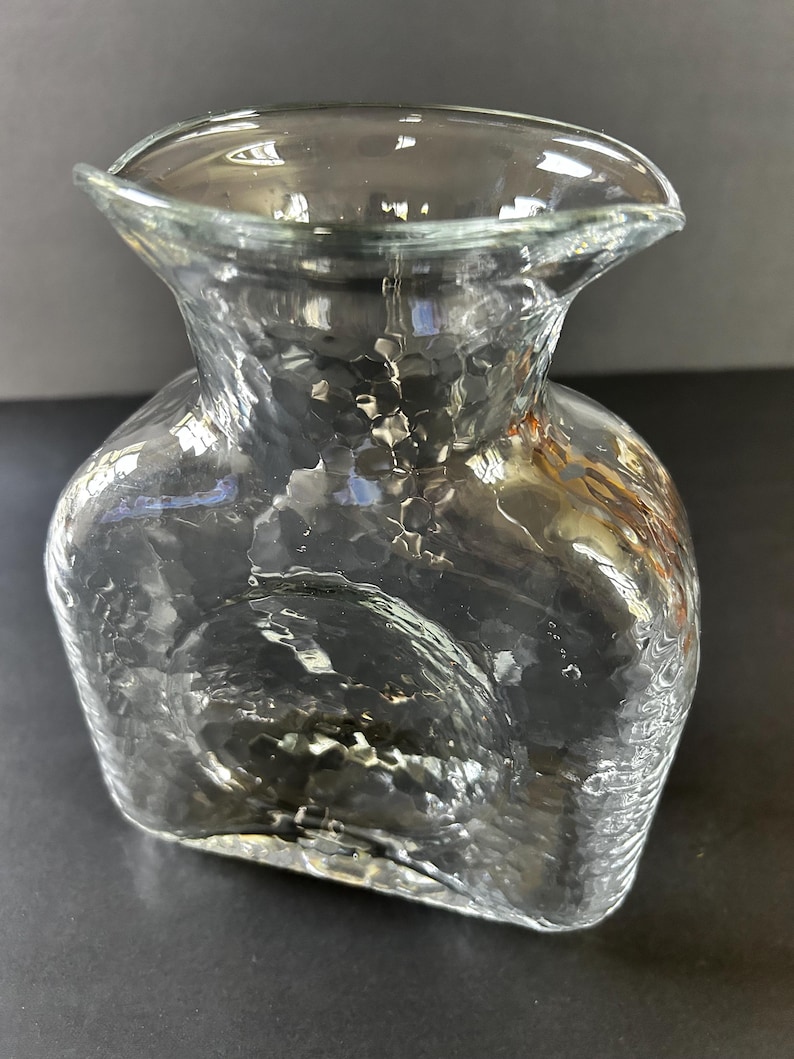 Blenko Style Hammered Glass Double Spout Pitcher.. Clear Glass - Etsy