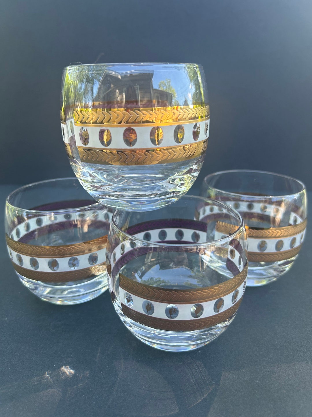 Gold and White Roly Poly Glasses Set of 6 - Etsy