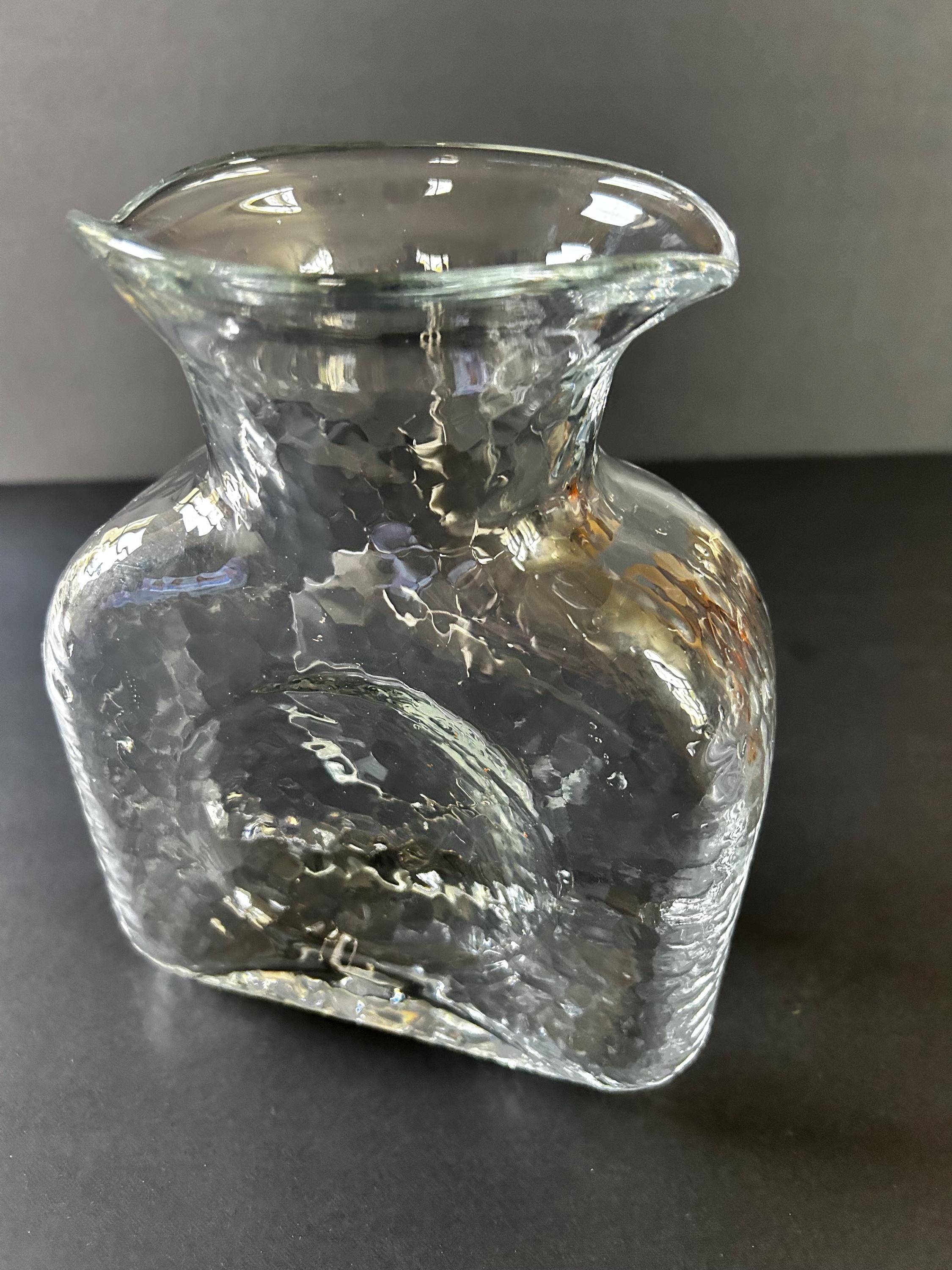 Blenko Style Hammered Glass Double Spout Pitcher.. Clear Glass - Etsy