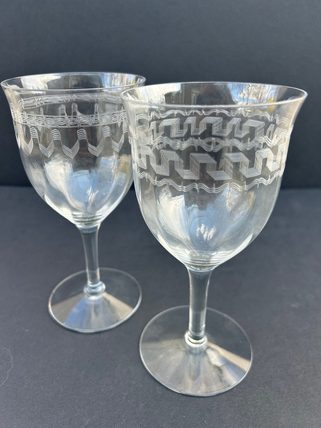 Fostoria Greek Optic Wine Glasses.. Set of 4 - Etsy