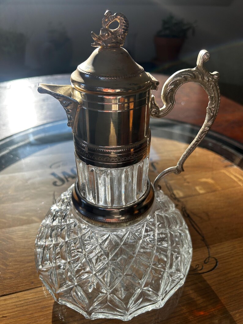 Claret Jug/wine Decanter… Silver Plate and Cut Glass - Etsy