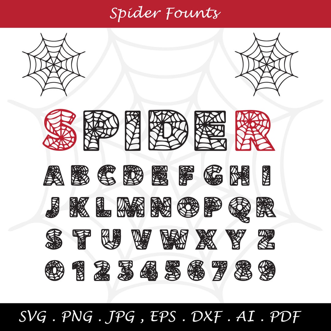 Spider Font SVG Spider Alphabet SVG Spider Font Spider - Etsy
