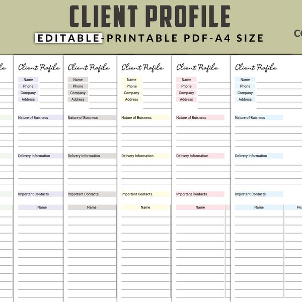 Client Profile Card Editable - Etsy