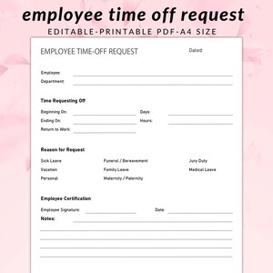 Editable and Printable Employee off Request Employee Time-off - Etsy