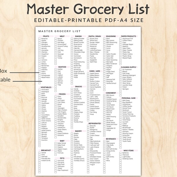 Printable Grocery List - Etsy