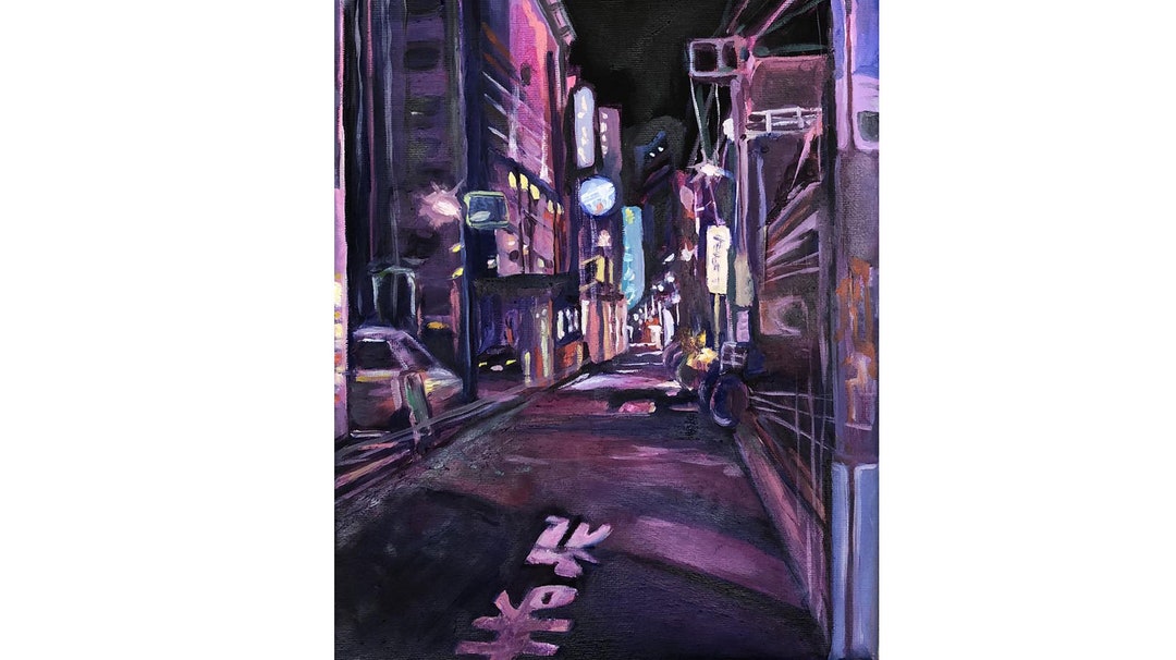 Tokyo Painting, Cityscape Painting, Japan Wall Art, Japanese Art 8x10 ...