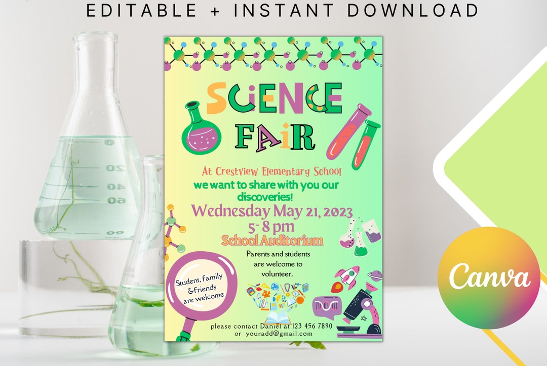 Editable Science Fair Flyer/ Poster PTA Science Science - Etsy
