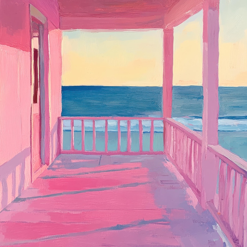 Pink Beach Sunset Art Print: Dreamy Coastal View (digital Download) - Etsy
