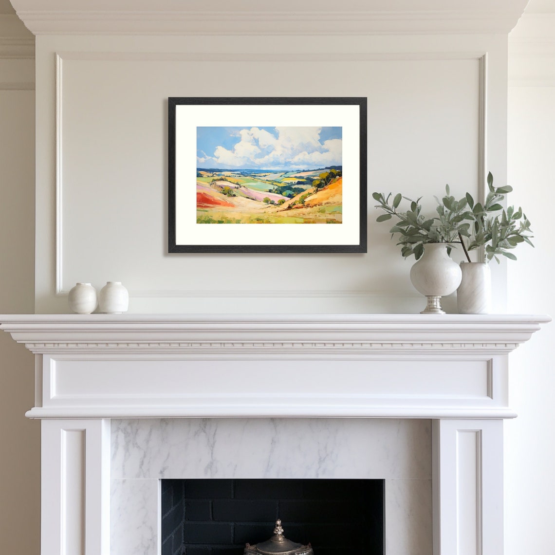 Abstract Rolling Hills Landscape Art Print: Impressionist Countryside ...